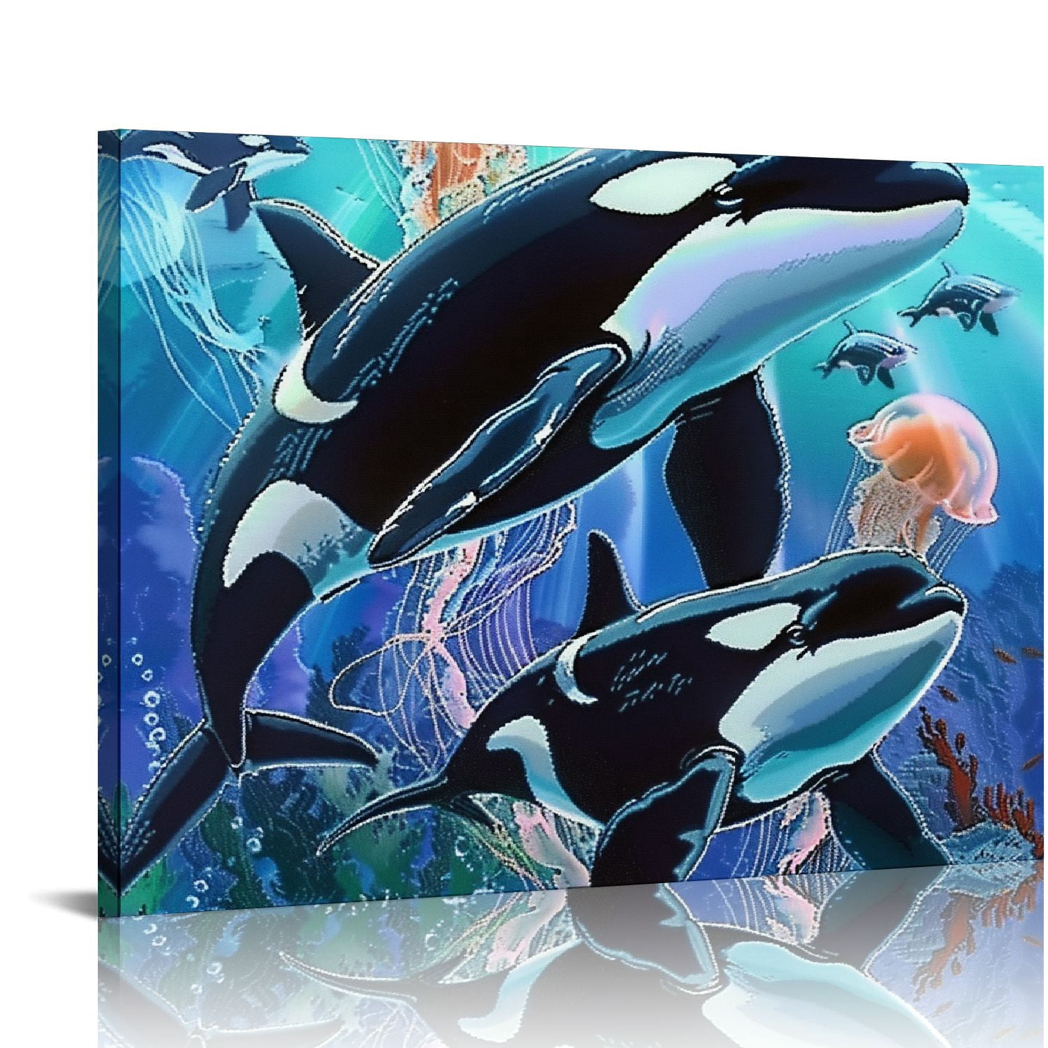 Orinice Orca Whales Jellyfish Ocean Fine Art Aesthetic Wall Painting ...
