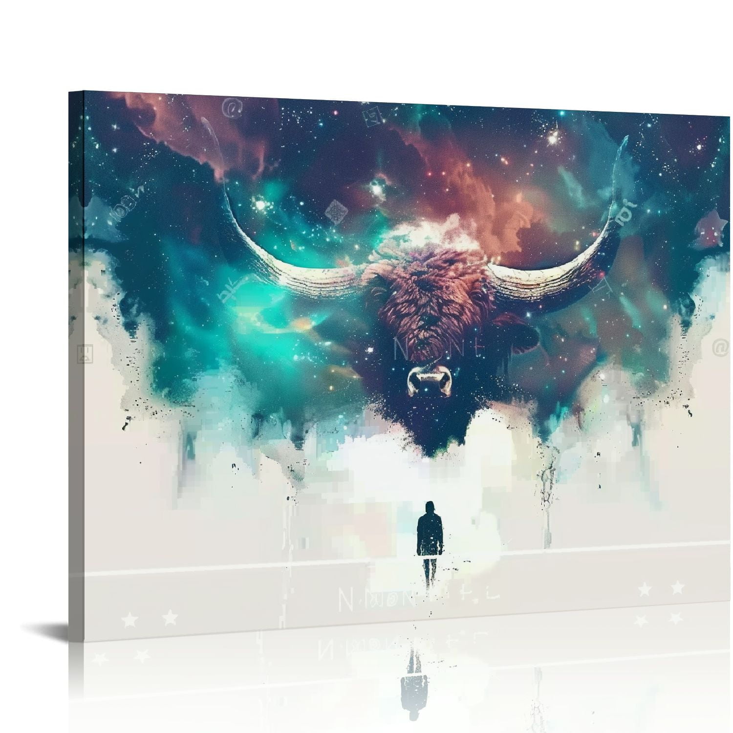 Orinice Painting Digital Graphic Ink Splat Highland Cow Ce Gift Canvas ...