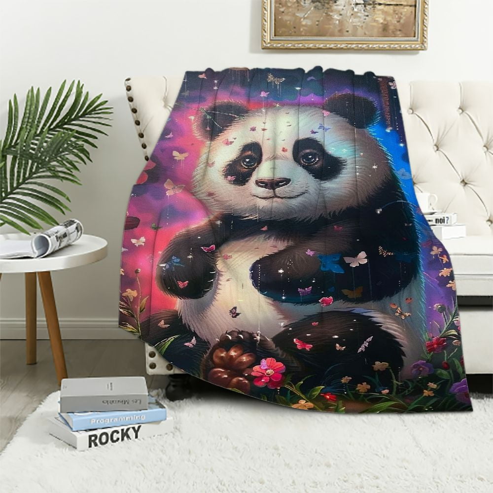 Orinice Panda Fleece Blanket Travel Nap Throws Plush Blanket Throw ...