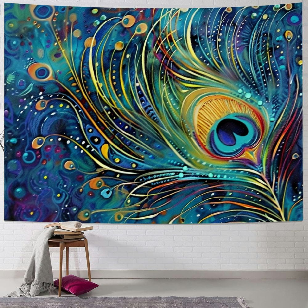 Orinice Peacock Feather Tapestry Wall Hanging Unique Style for Home ...