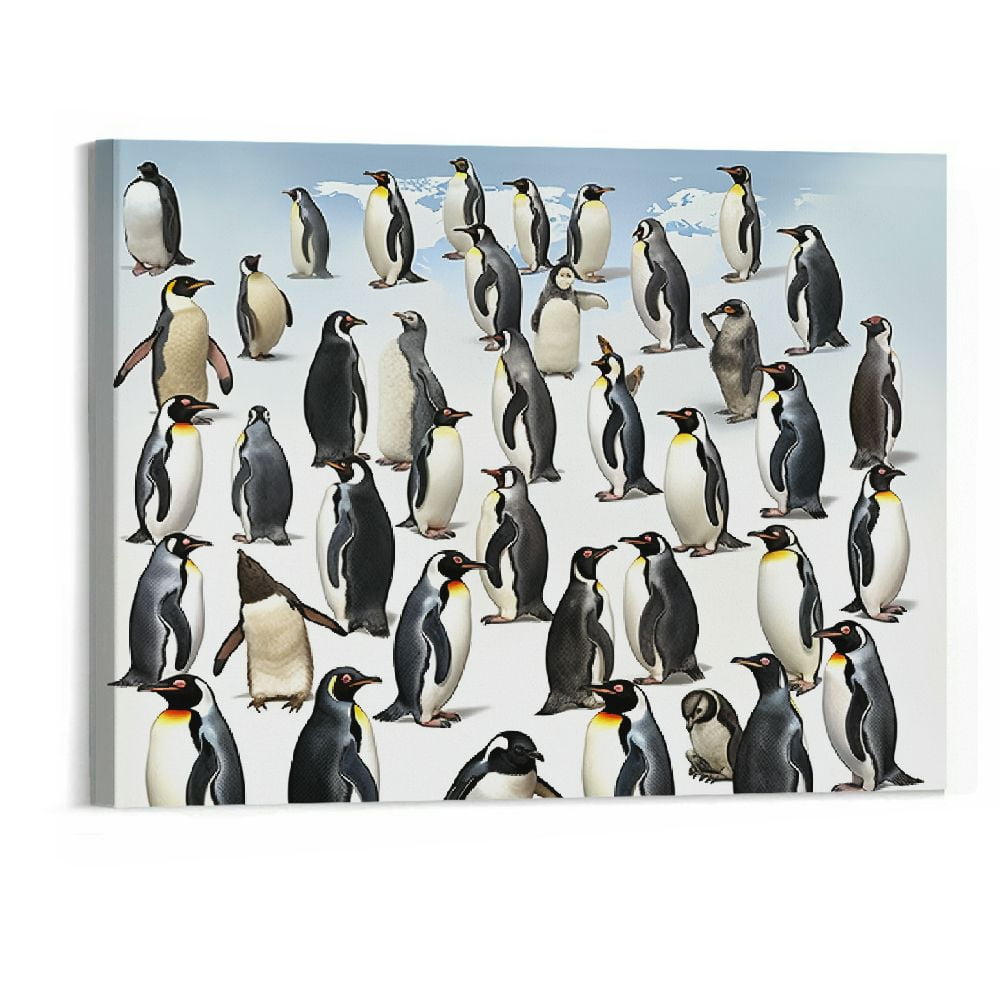 Orinice Penguin Wall Art Framed Artwork Canvas Animals Pictures ...