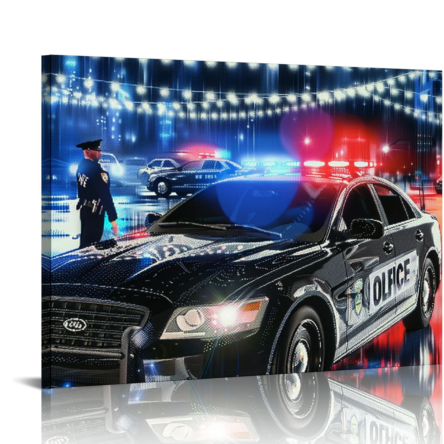 Orinice Police Car Fine Art Aesthetic Poster & Print Wall Painting for ...