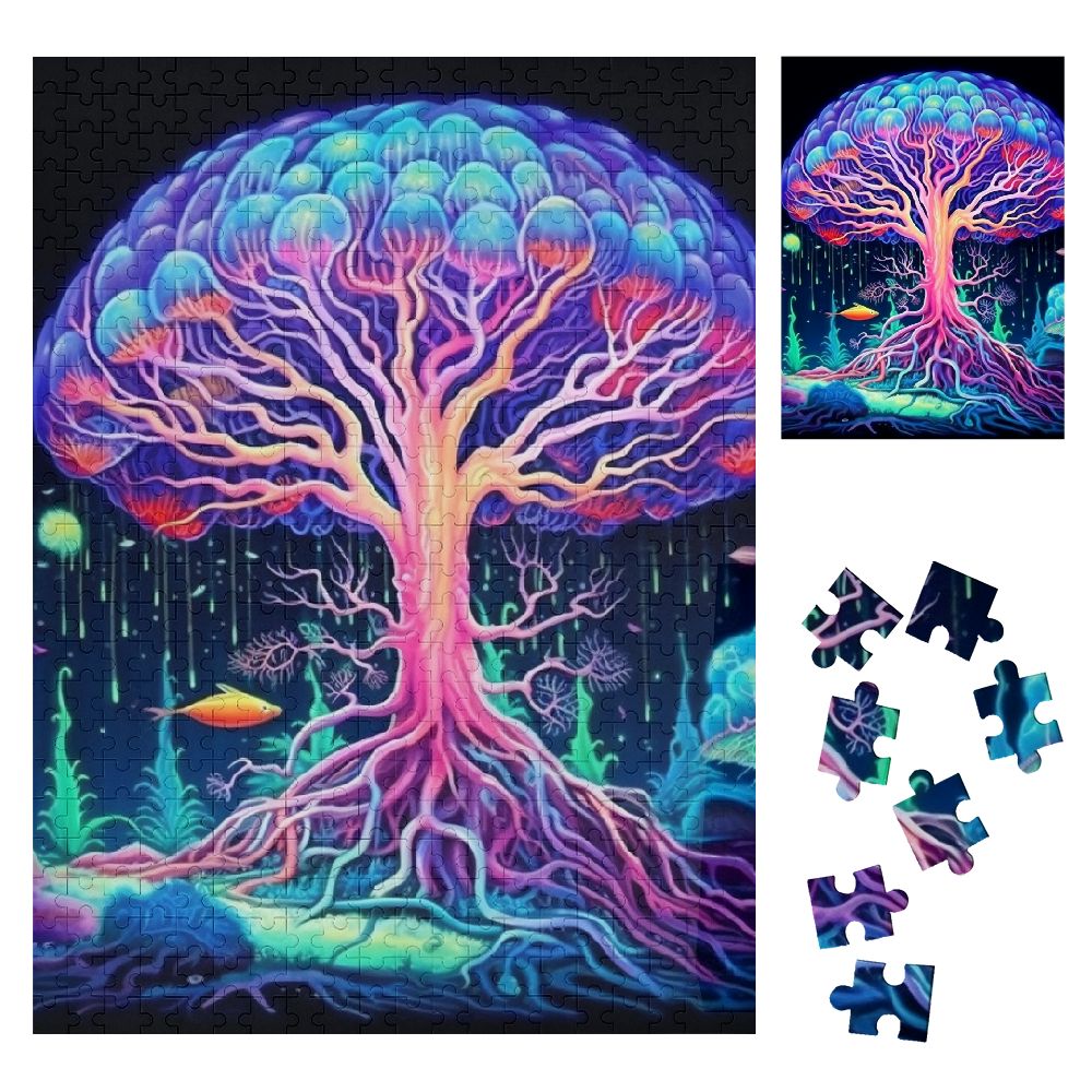 Orinice Psychedelic Art Jellyfish Wooden Jigsaw Puzzle Vertical Style ...