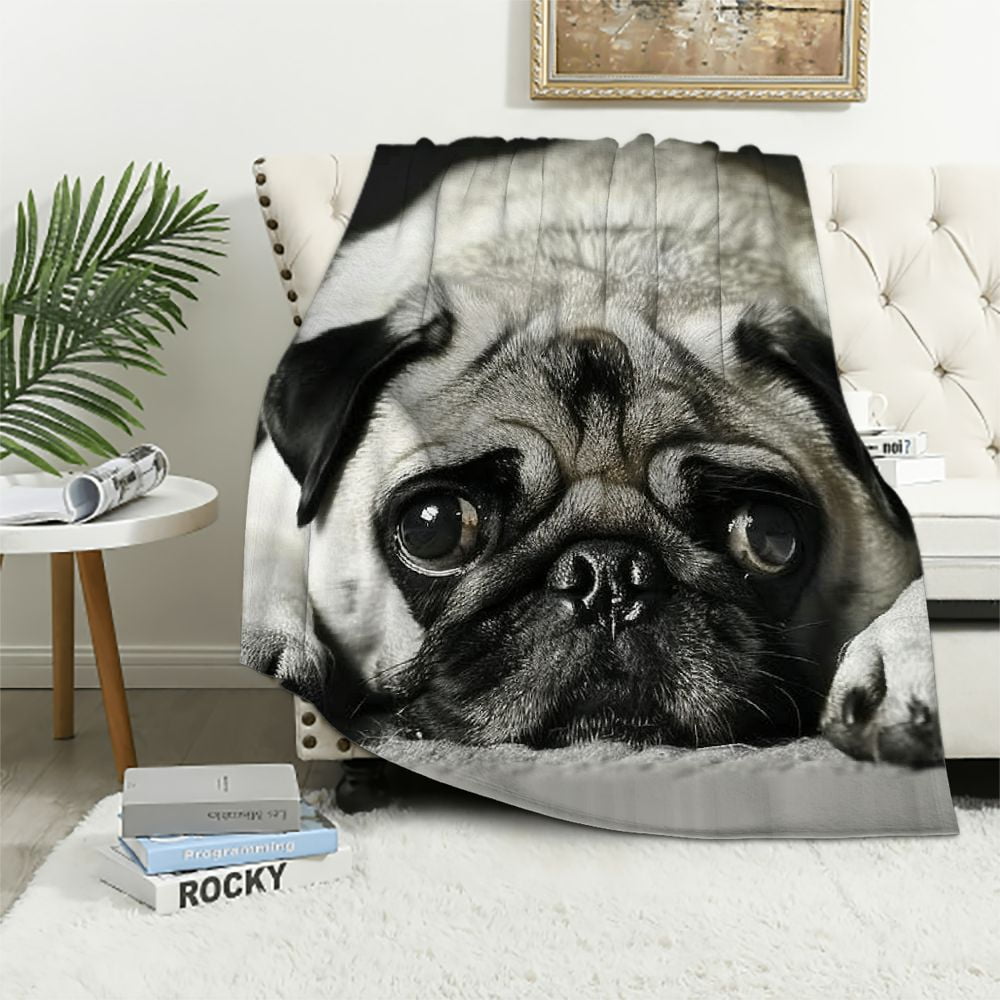 Orinice Pug Sherpa Blanket Dog Print Throw Blanket Super Soft Fuzzy ...
