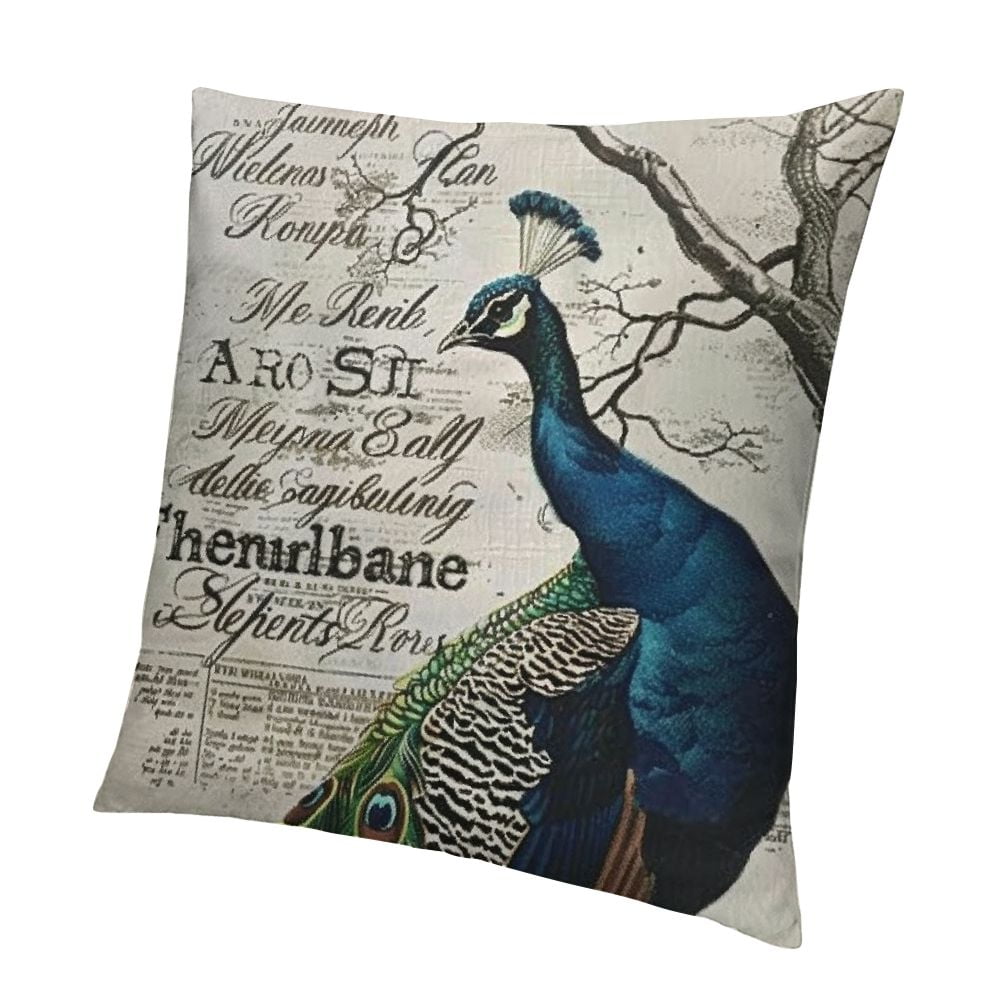 Orinice Purple Teal Peacock Throw Pillow Cover Blooming Peacock Pillow ...