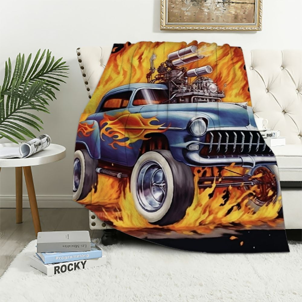 Orinice Race Car Throw Blanket, Illustration of a Single Classic Hot ...