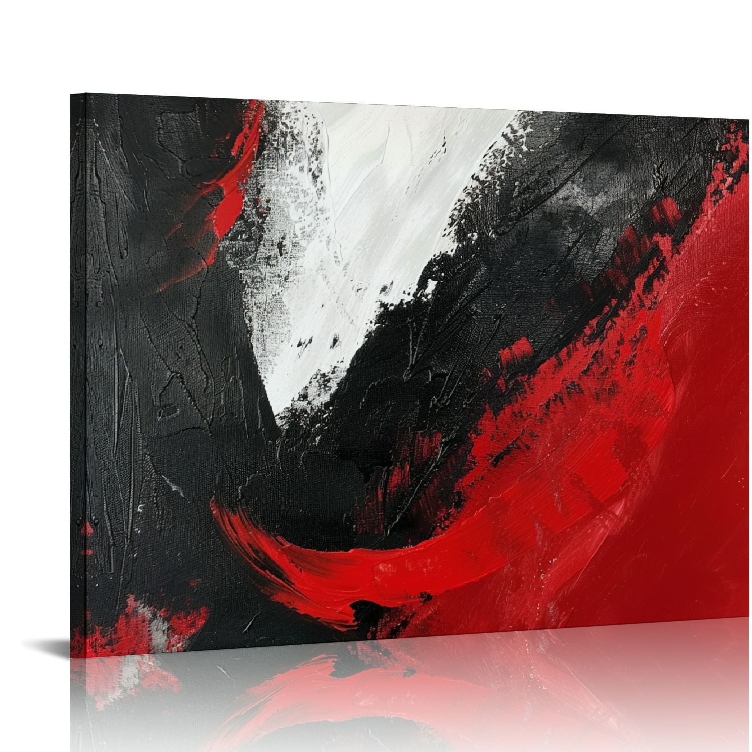 Orinice Red Abstract Canvas Wall Art: Modern Minimalist Black and White ...