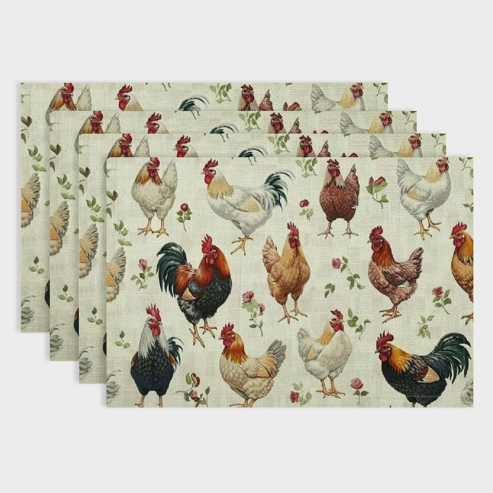 Orinice Rooster Farmhouse Placemats Set of , Vintage Rustic Style ...