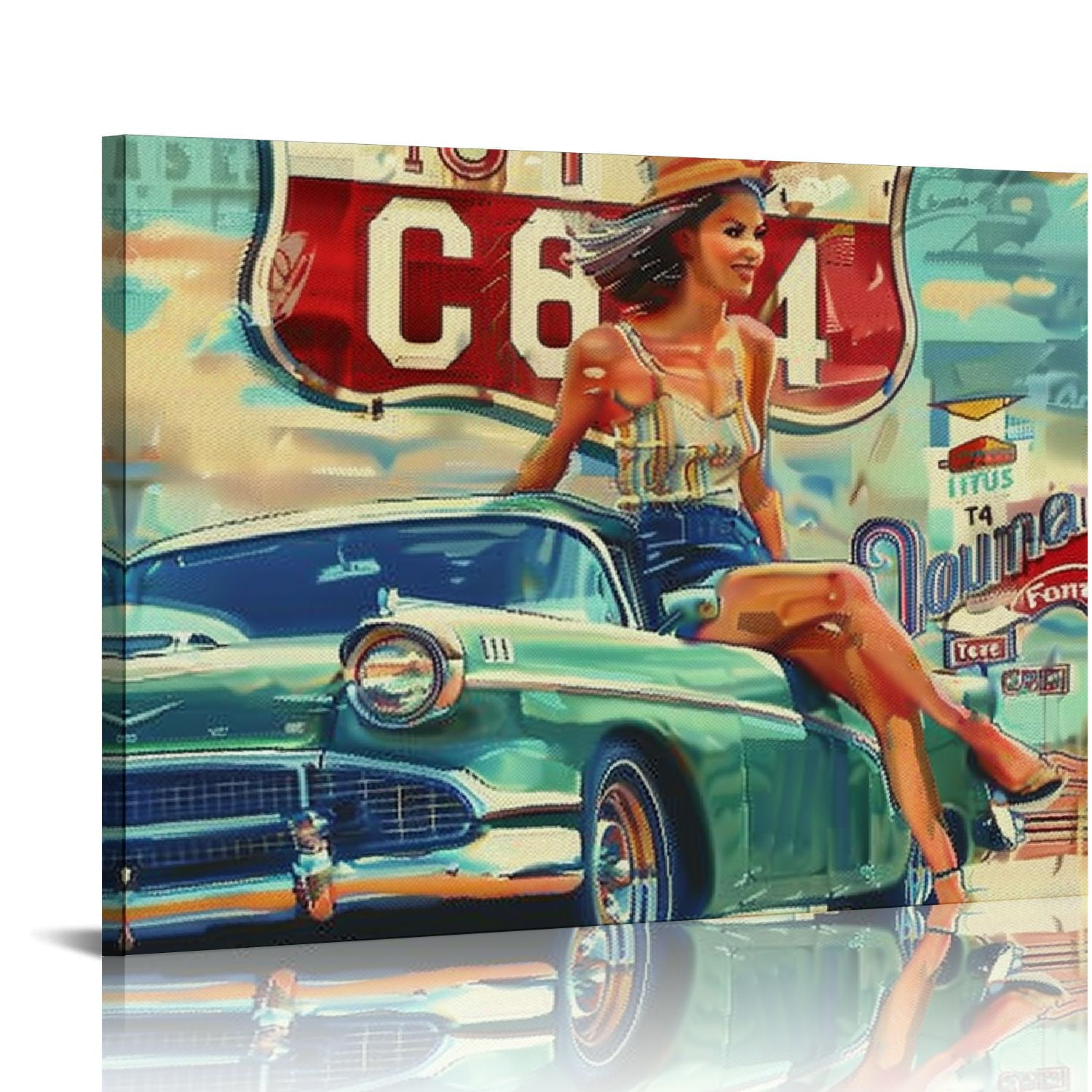 Orinice Route 66 Fine Art Aesthetic Poster & Print Wall Painting for Classroom Kitchen Office ...