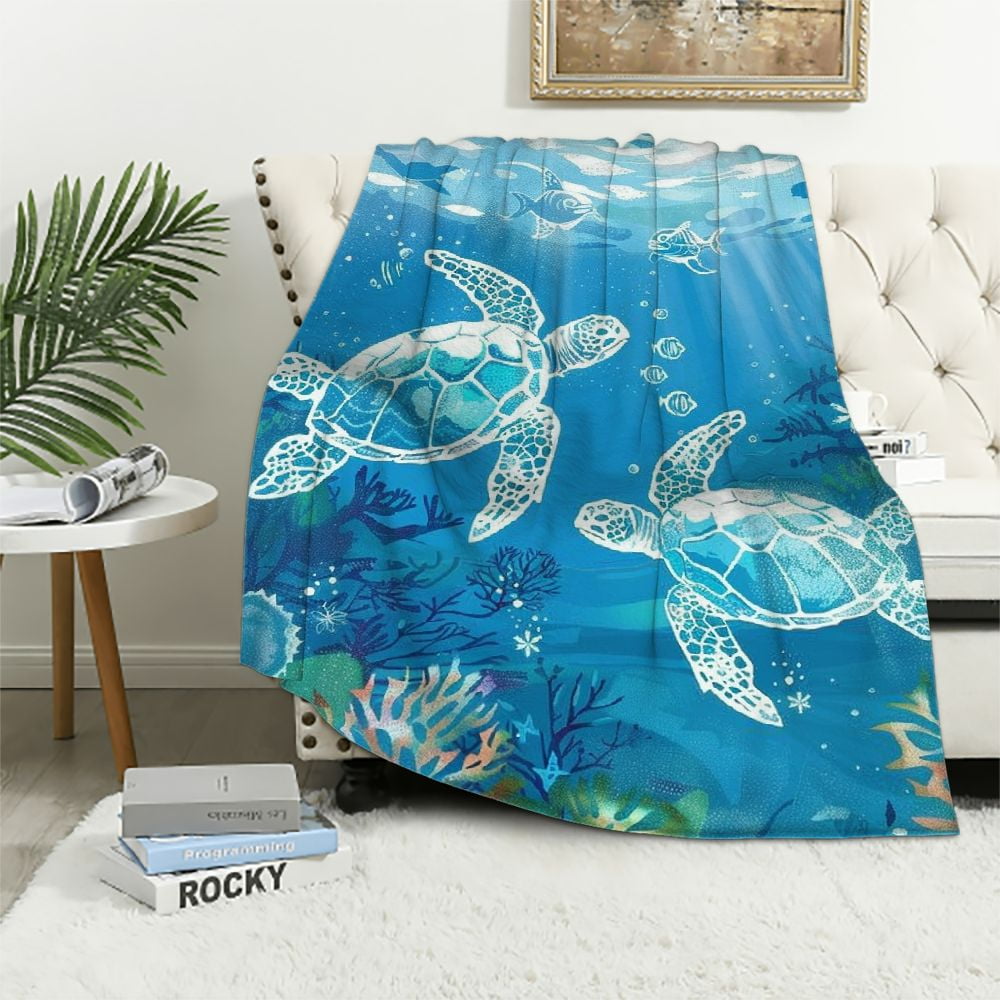 Orinice Sea Turtle Blanket Gifts for Kids Adults Soft Warm Lightweight ...