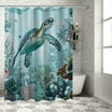 Beach Ocean Theme Shower Curtain, Nautical Coastal Tropical Fish Sea ...