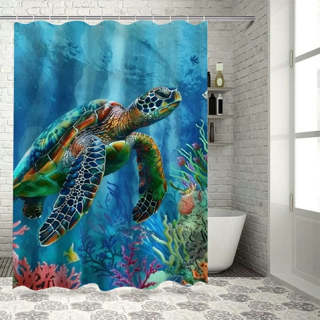 Orinice Sea Turtle Shower Curtain Cute Ocean Turtles Bathroom Decor