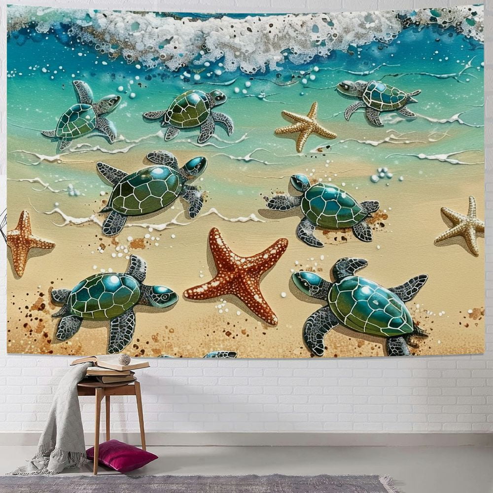 Orinice Sea Turtles Starfish Beach Tapestry Wall Hanging Unique Style ...