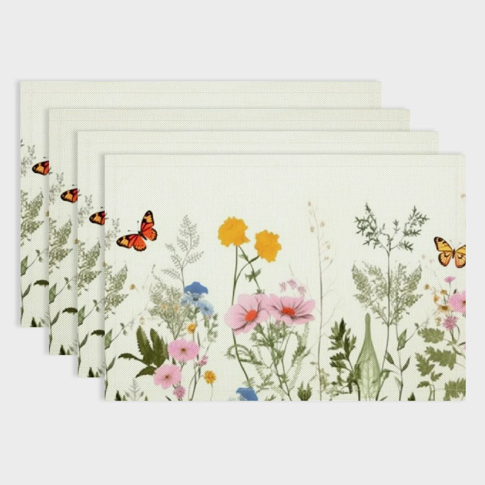Orinice Sheets Floral Placemats Vintage Wildflower Paper Place Mat ...