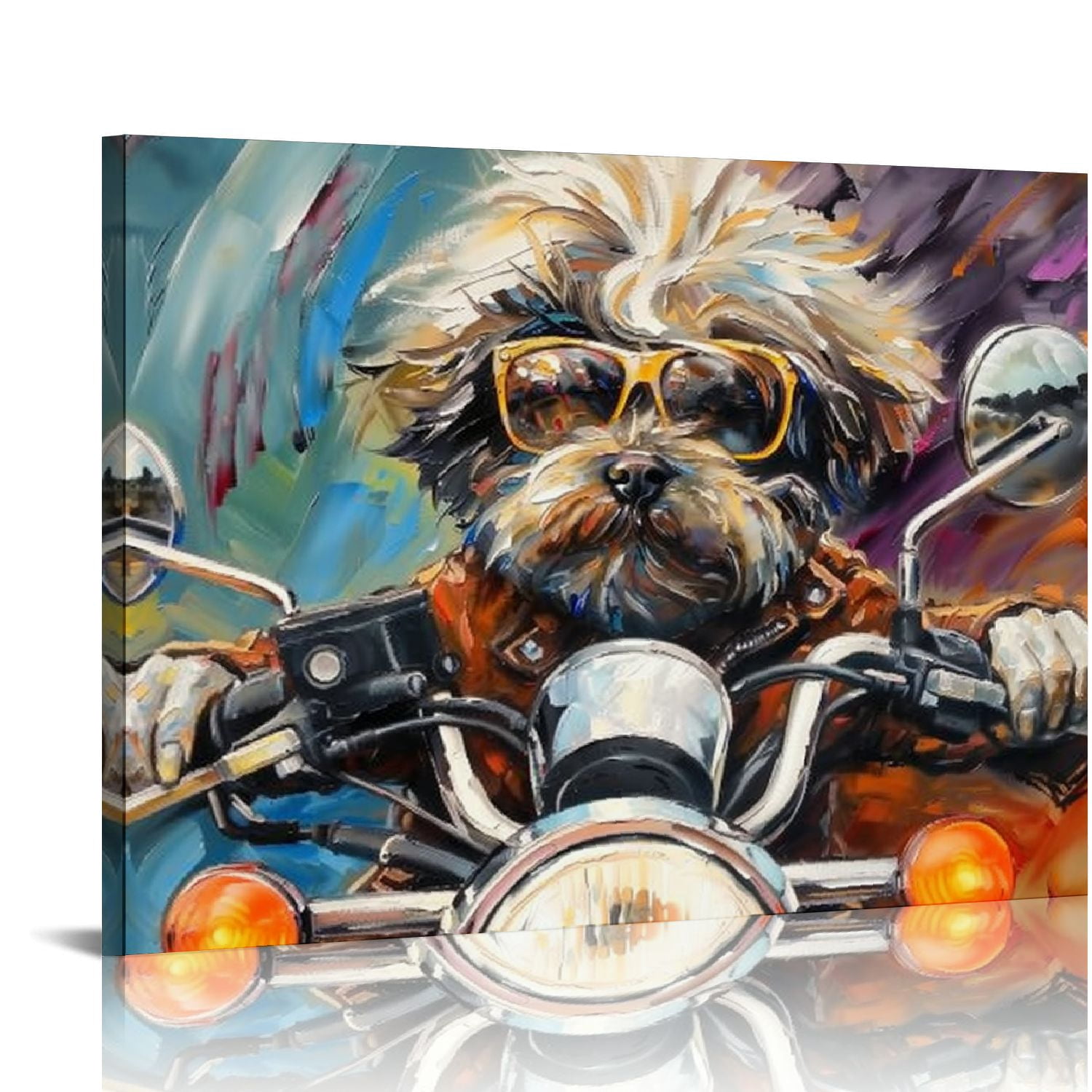 Orinice Shih Tzu on Motorcycle Canvas Wall Art, Shih Tzu Home Decor ...