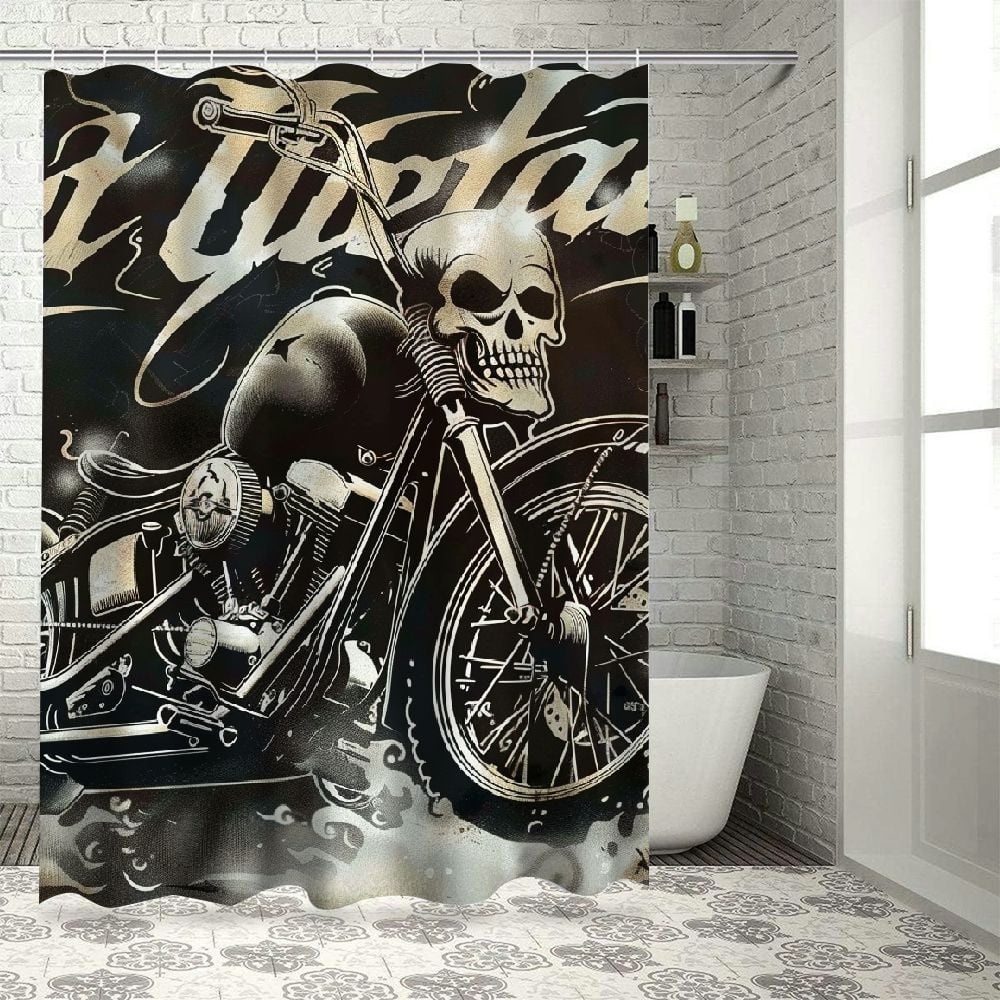 Orinice Skull Motorcycle Rockabilly Bathroom Decor Set with Hooks ...