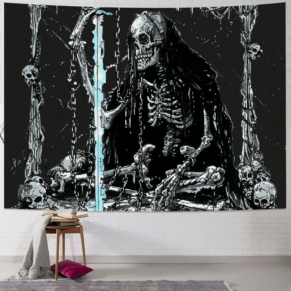 Orinice Skull Tapestry Black and White Tapestry Trippy Skeleton ...