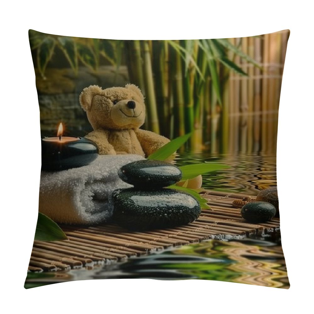 Orinice Spa Throw Pillow Cover, Massage Stone Triplets Herbal Oil and ...
