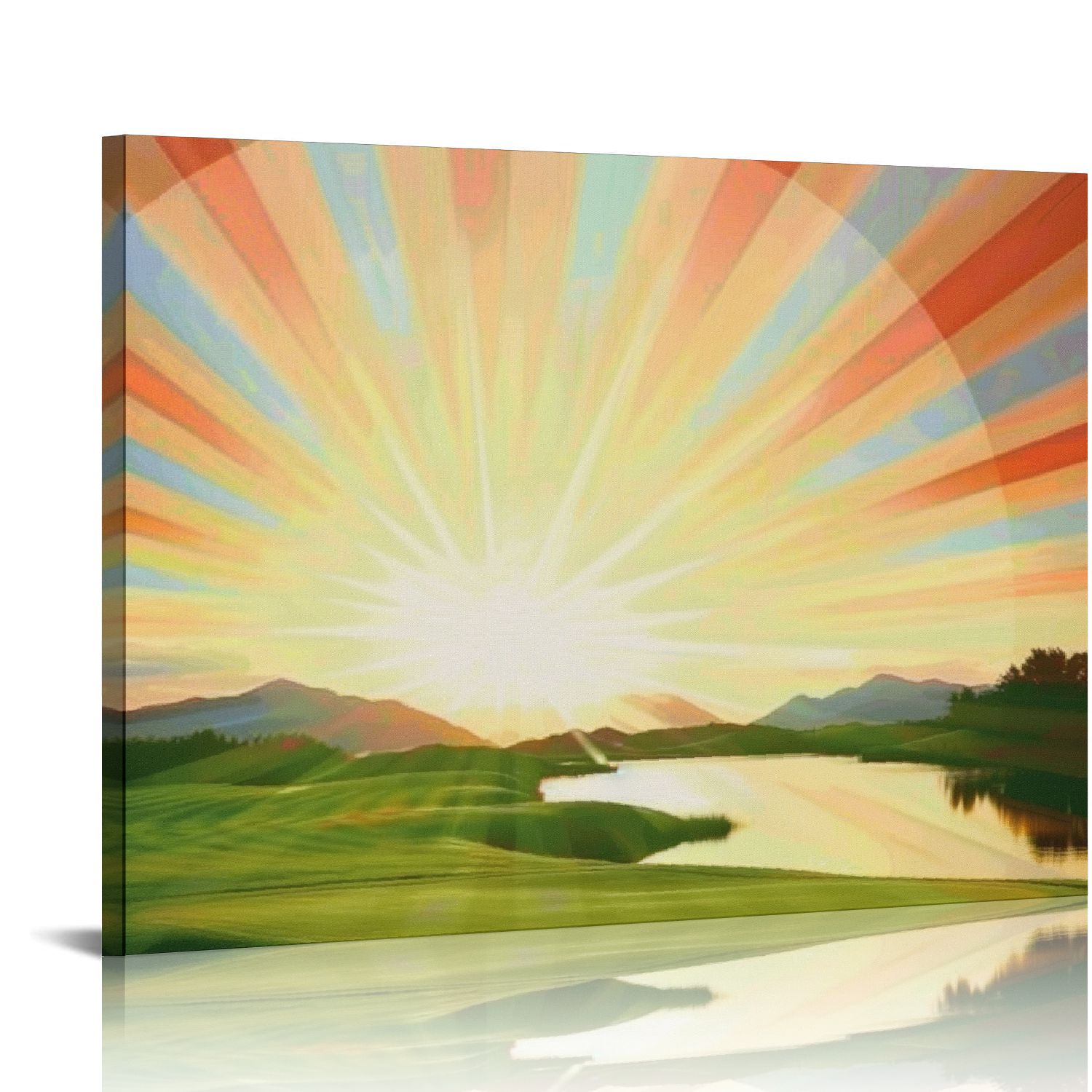 Orinice Sunburst Lake Precisionism Fine Art Aesthetic Poster Print Wall ...