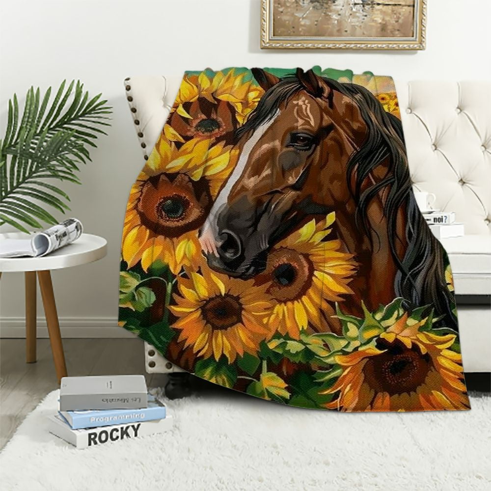 Orinice Sunflowers Horse Blanket Plush Horse Throw Blankets for Couch ...