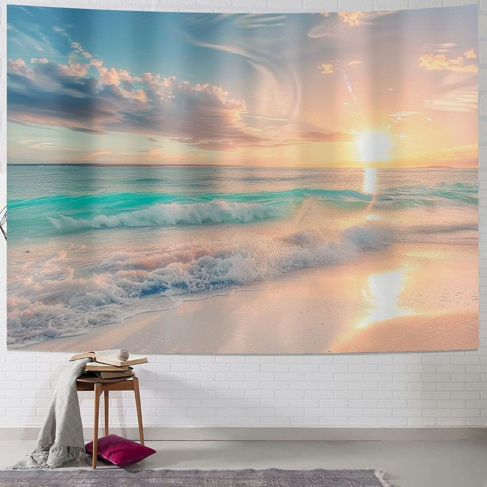 Orinice Sunset Beach Sun Rays Tapestry Wall Hanging Unique Style ...
