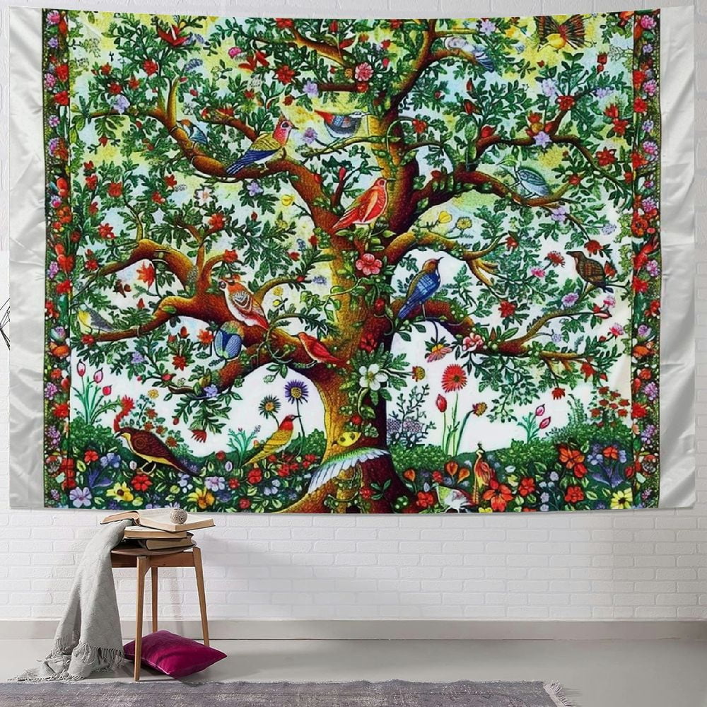 Orinice Tapestry White Tree of Life Wall Hanging Psychedelic Tapestries ...