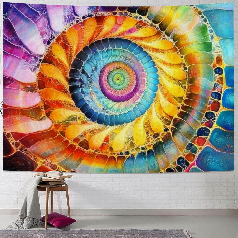 Orinice Tie Dye Snail Shell Wall Tapestry Boho Exotic Spiral Tapestry ...