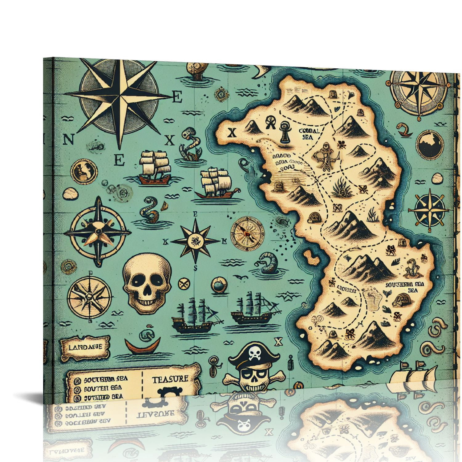 Orinice Treasure Map Pirate Fine Art Aesthetic Poster & Print for ...