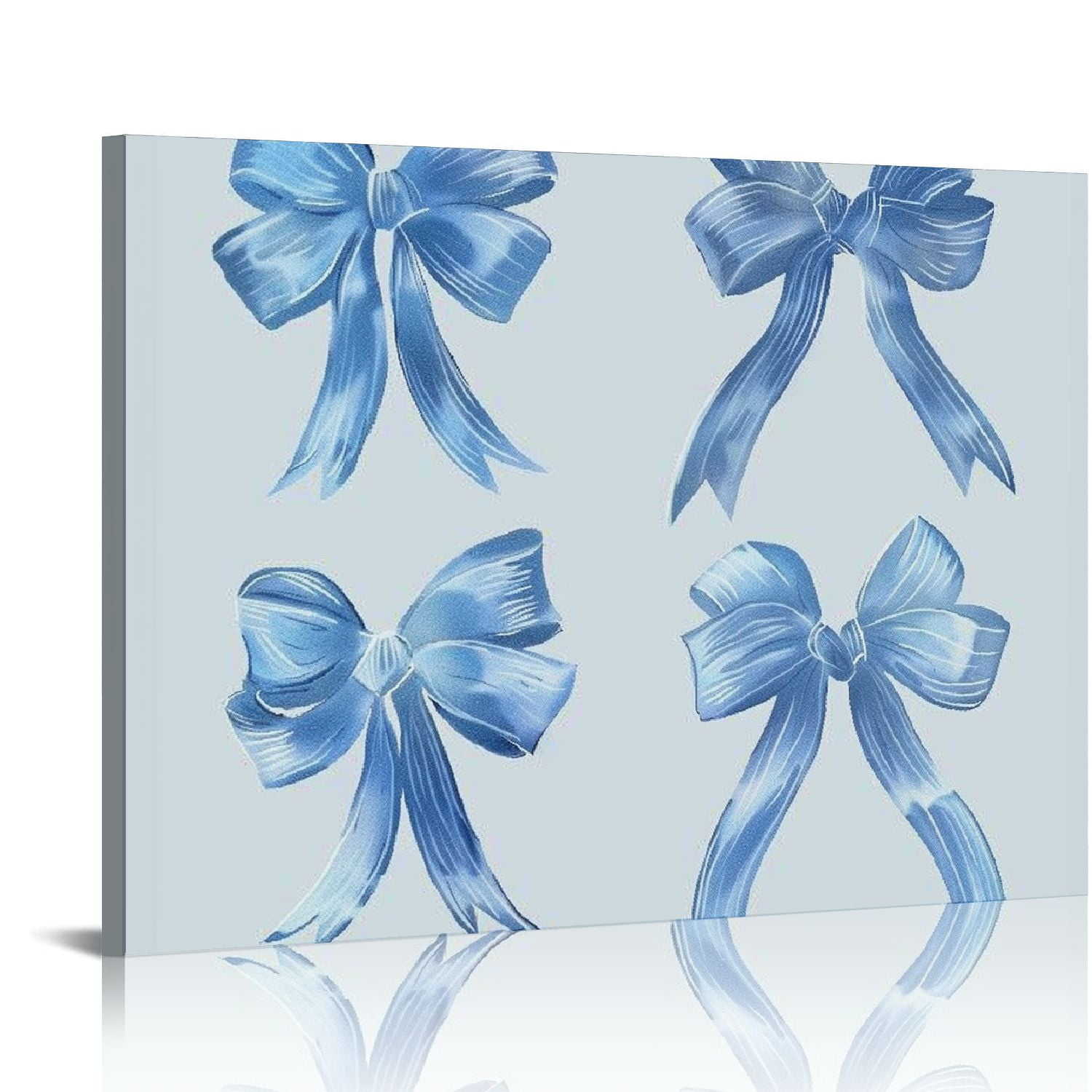 Orinice Trendy Blue Bow Canvas Wall Art Watercolor Light Blue Bow ...
