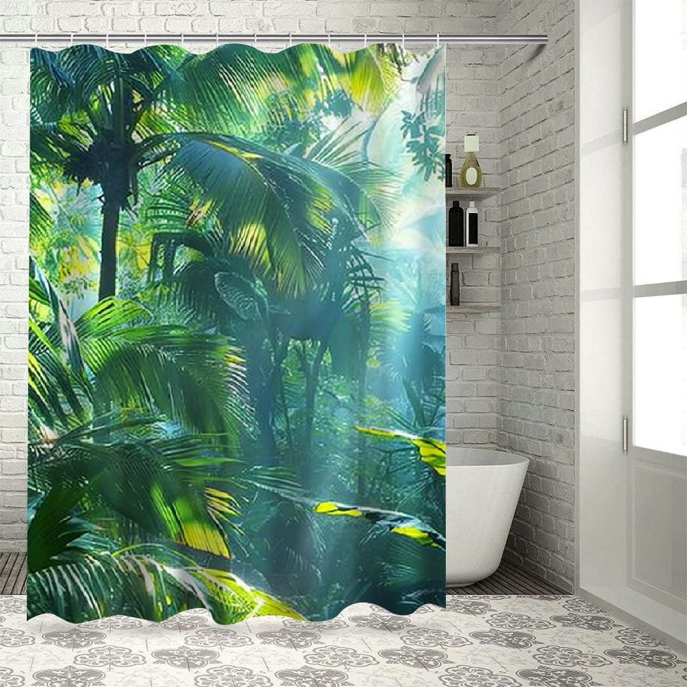 Orinice Tropical Rainforest Shower Curtain Green Forest Tree Jungle ...