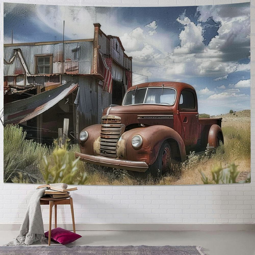 Orinice Truck Field Building Tapestry Wall Hanging Unique Style Graphic ...