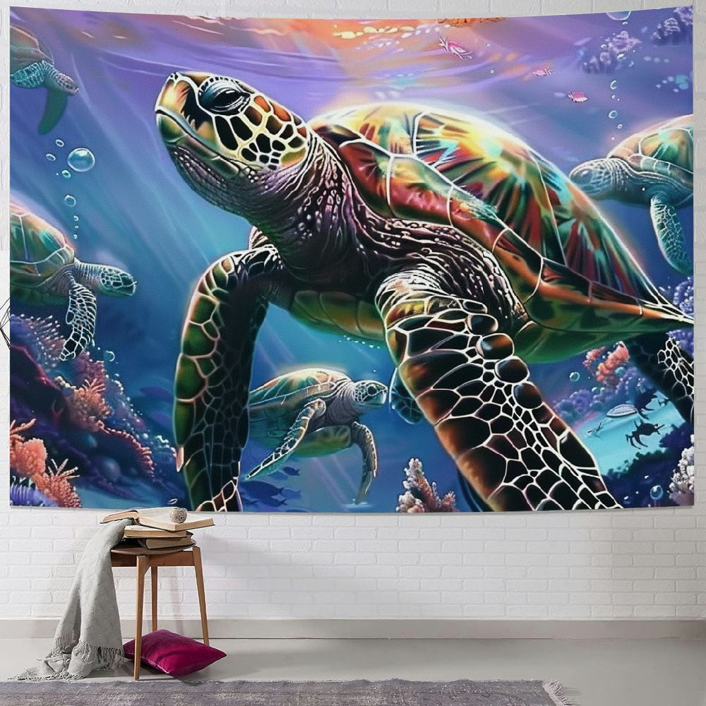 Orinice Turtle Sea Creatures Fantasy Art Tapestry Wall Hanging Unique ...