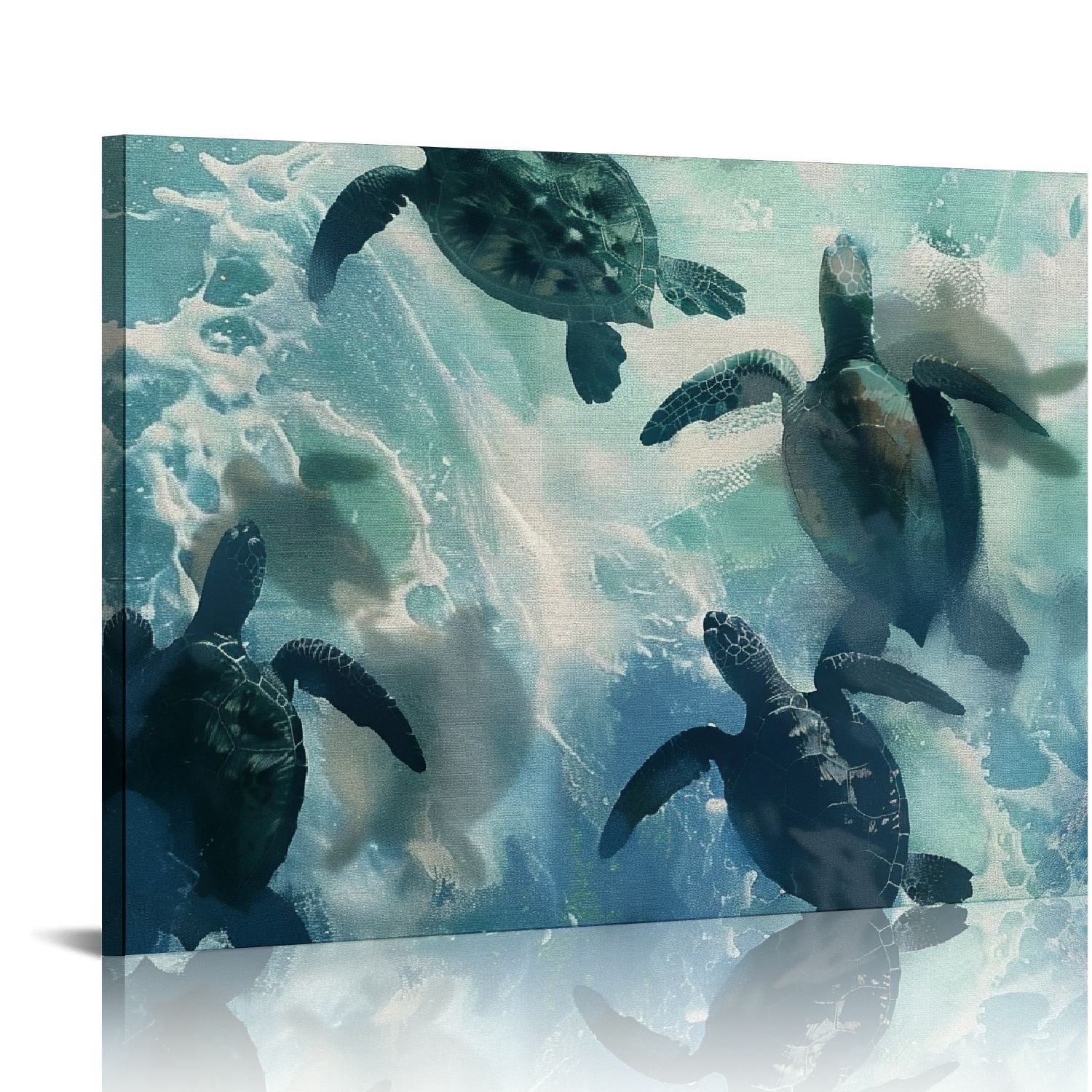 Orinice Turtles Ocean Waves Fine Art Aesthetic Poster & Print Wall ...