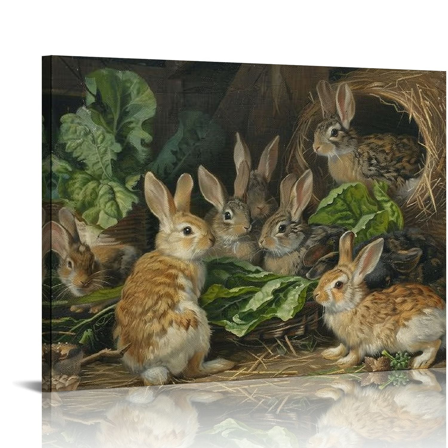 Orinice Vintage Rabbit Painting, Antique Bunnies Print, Farm Animal ...