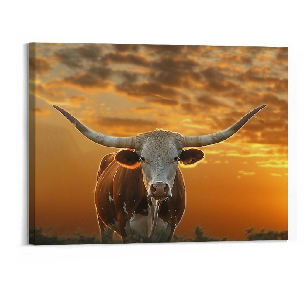 Orinice Wall Art for Living Room Texas Longhorn Steer In Rural Utah ...