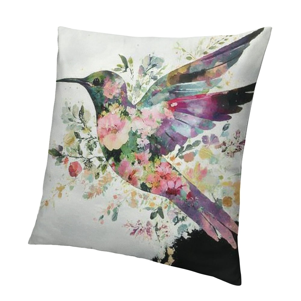 Orinice Watercolor Floral Hummingbird Decorative Throw Pillow Covers ...