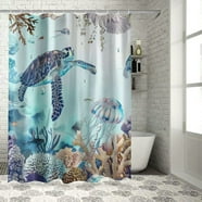Sea Turtle Shower Curtain, Sea Turtle Shower Curtain Rustic Teal Wooden ...