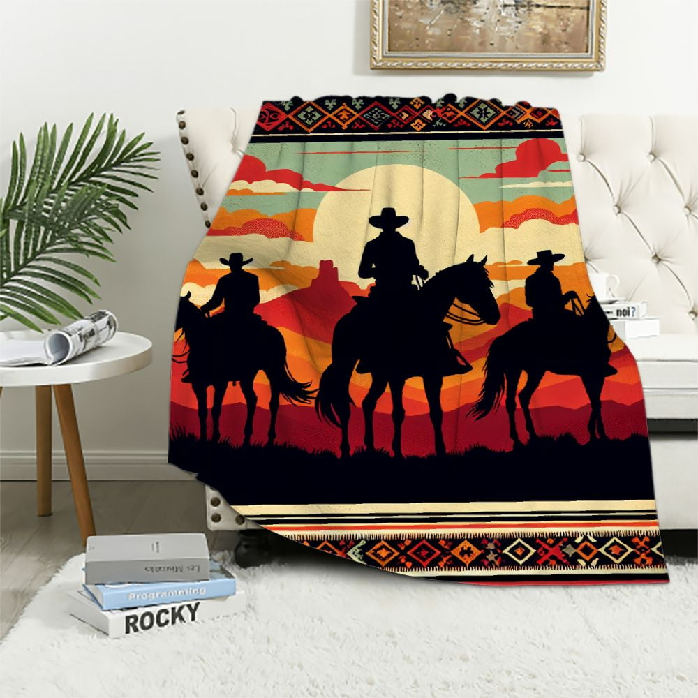 Orinice Western Theme Silhouette Southwestern Design Warm Lightweight ...