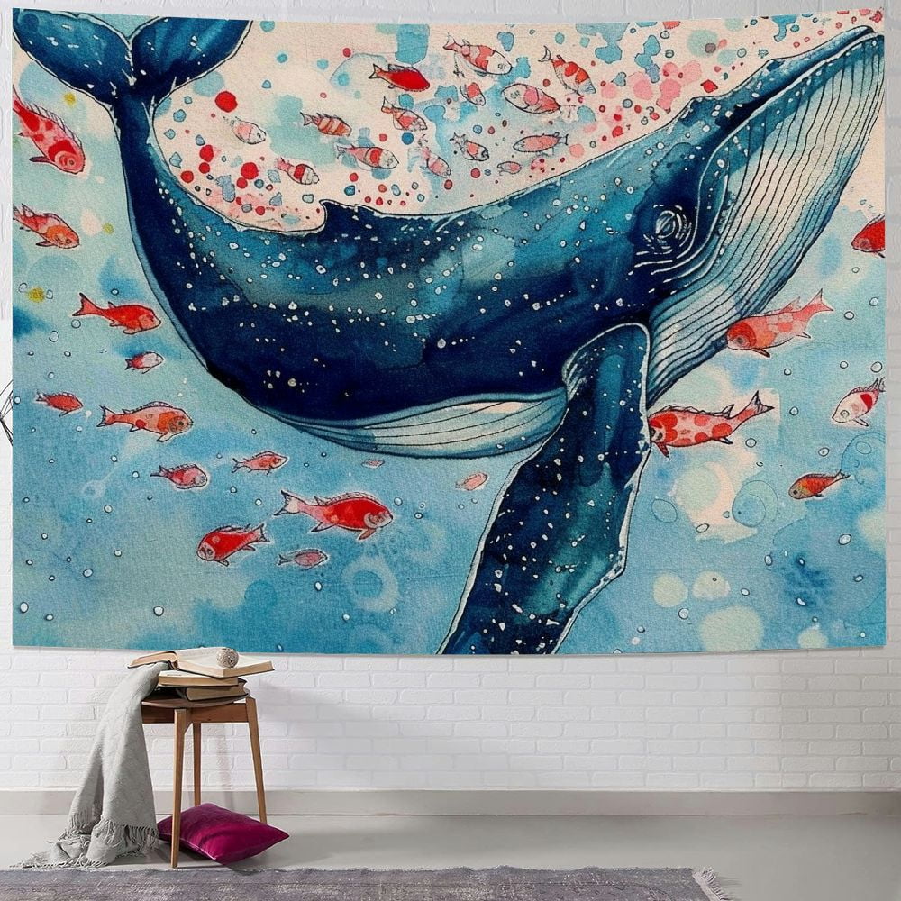 Orinice Whale Fish Tail Fin Tapestry Wall Hanging Unique Style Graphic ...
