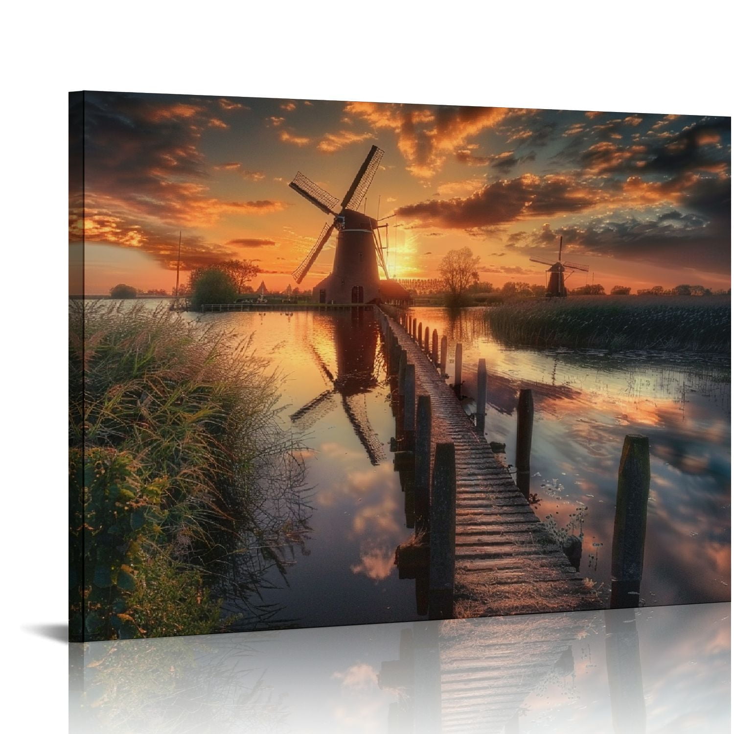Orinice Windmill Lake Sunset Fine Art Aesthetic Poster Print Wall ...