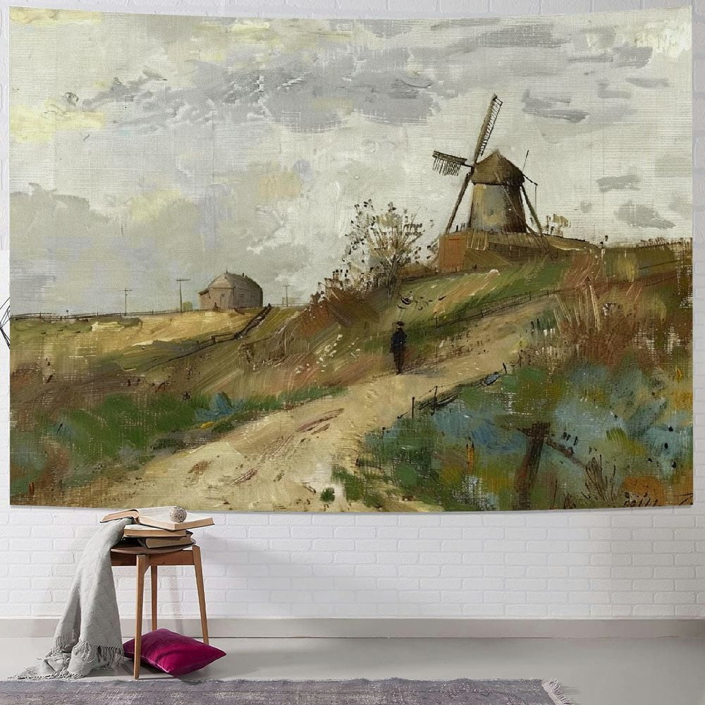 Orinice Windmill Tapestry Wall Hanging Unique Style Graphic Tapestries ...