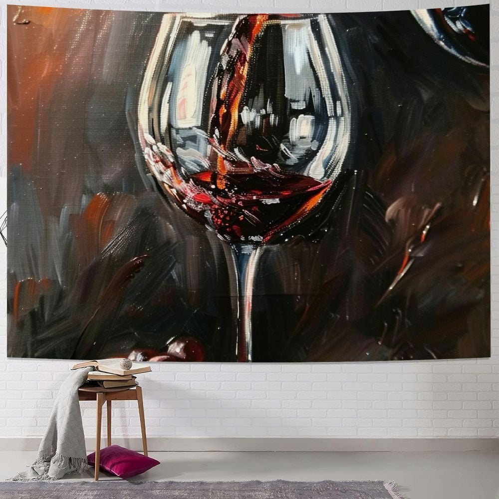 Orinice Wine Glass Pouring Tapestry Wall Hanging Unique Style Graphic ...