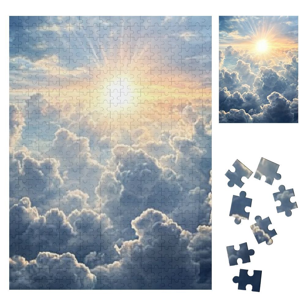 Orinice Wooden Jigsaw Puzzle Sky Sun Clouds Vertical Design Puzzle for ...