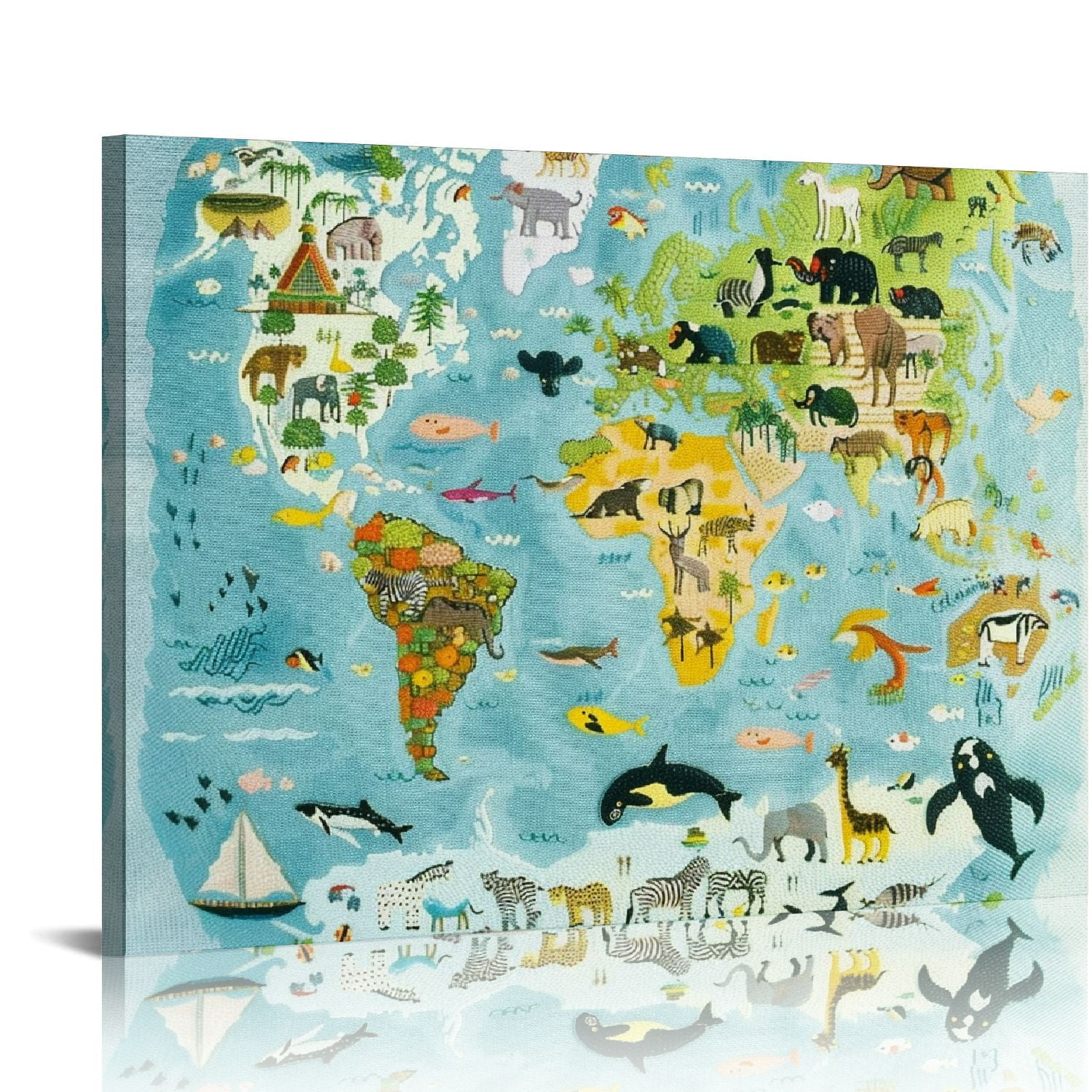 Orinice World Map Animals Maximalism Fine Art Aesthetic Poster & Print ...