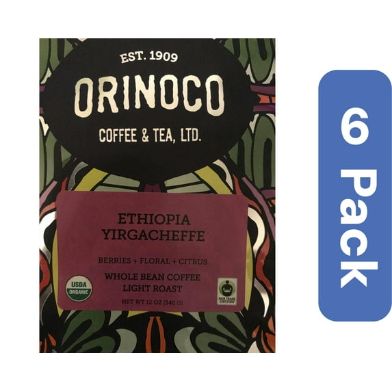 Orinoco Coffee & Tea Ltd Ethiopian Yirgacheffe Whole Bean 12 oz (Pack ...