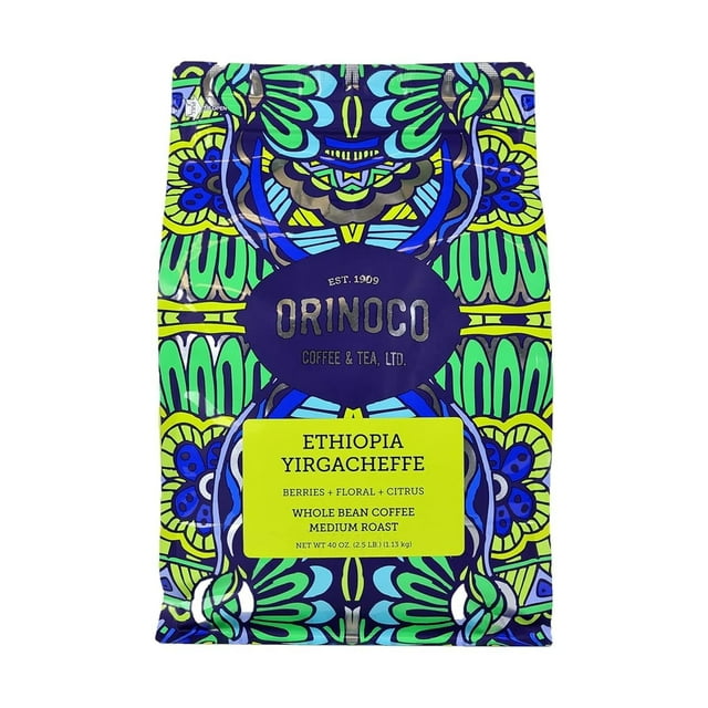 Orinoco Ethiopian Yirgacheffe 2.5lb bag, Medium Roast, Whole Bean Coffee, 100% Arabica beans ...
