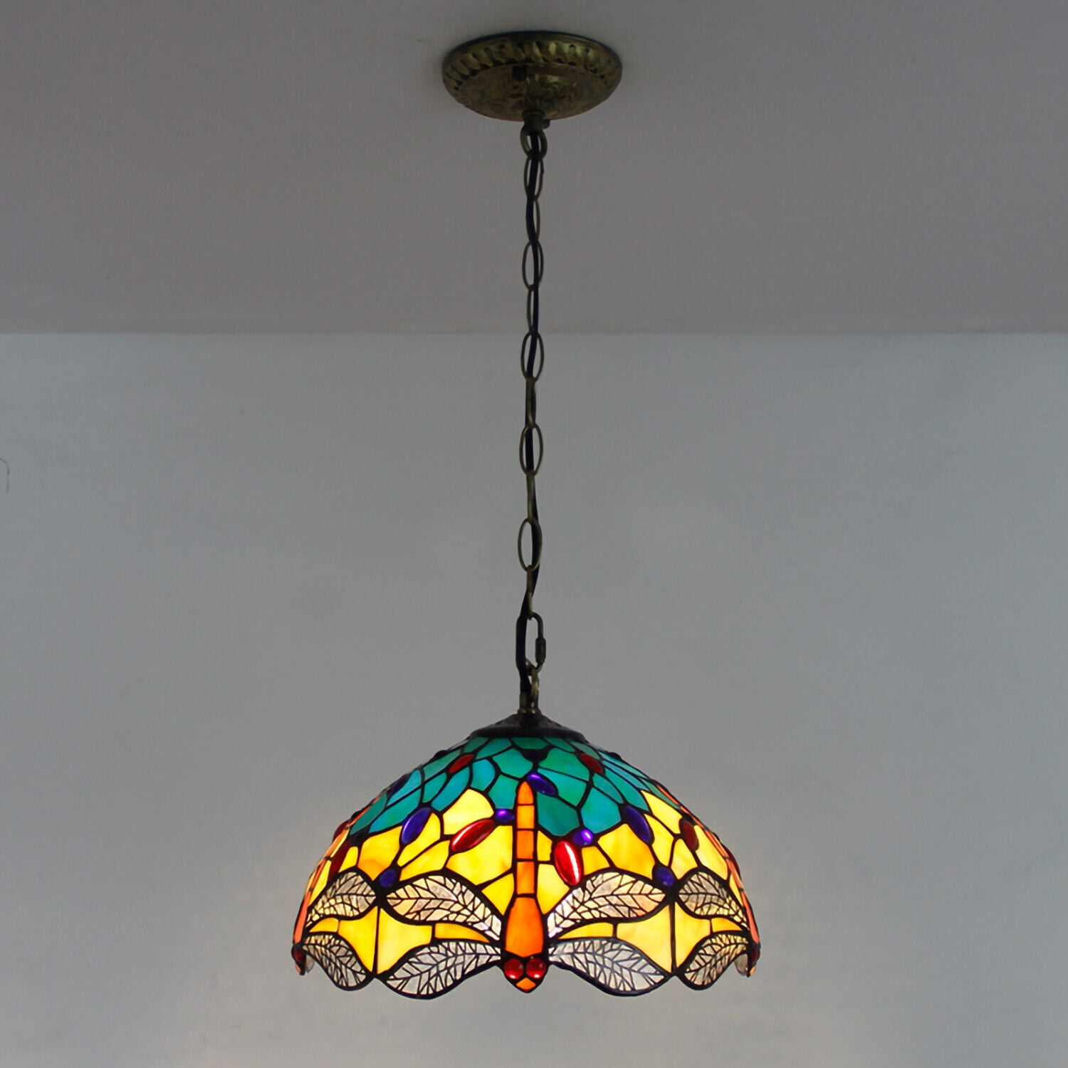 Orinova Tiffany Style Pendant Light Vintage Swag Ceiling Lamp Hanging ...