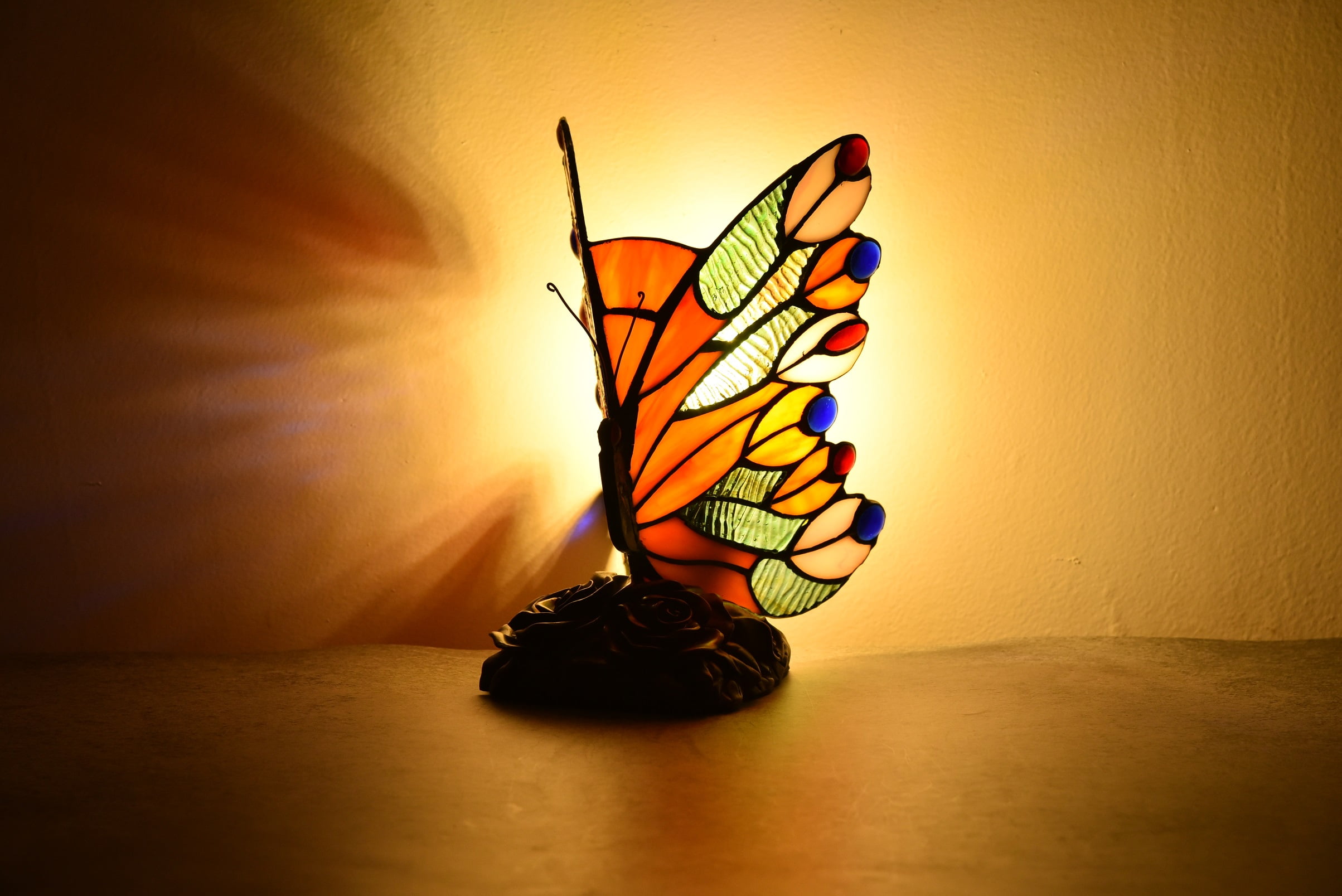 Orinova Tiffany-Style Traditional Butterfly Table Lamps Decorative ...