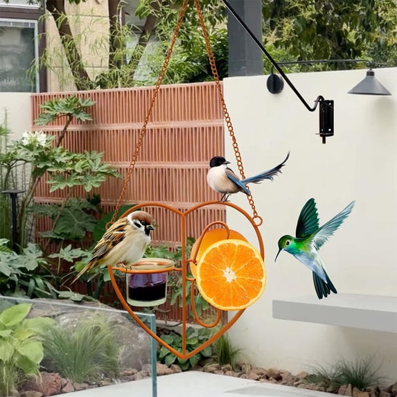Oriole Bird Feeder, 16 inch Hanging Metal Bird Feeder,Detached Bowl ...