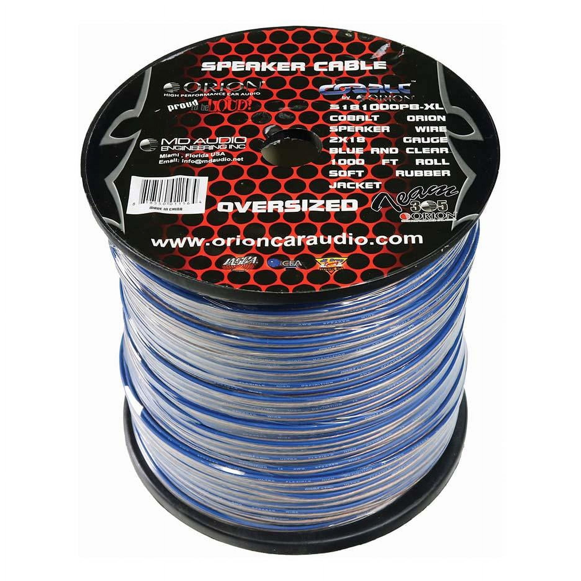 Orion Cobalt Oversize Speaker Wire 18 Gauge 1000 Ft. Blue/clear ...